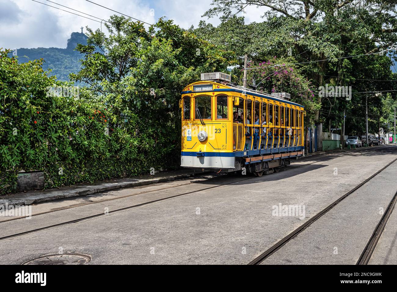 The famous old tram Bonde de Santa Teresa in Rio de Janeiro, Brazil ...