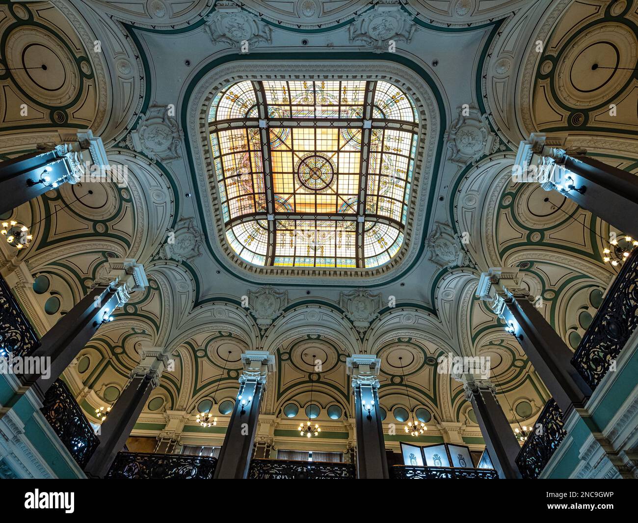 Interior of the National Library building on Rio Branco Avenue ...