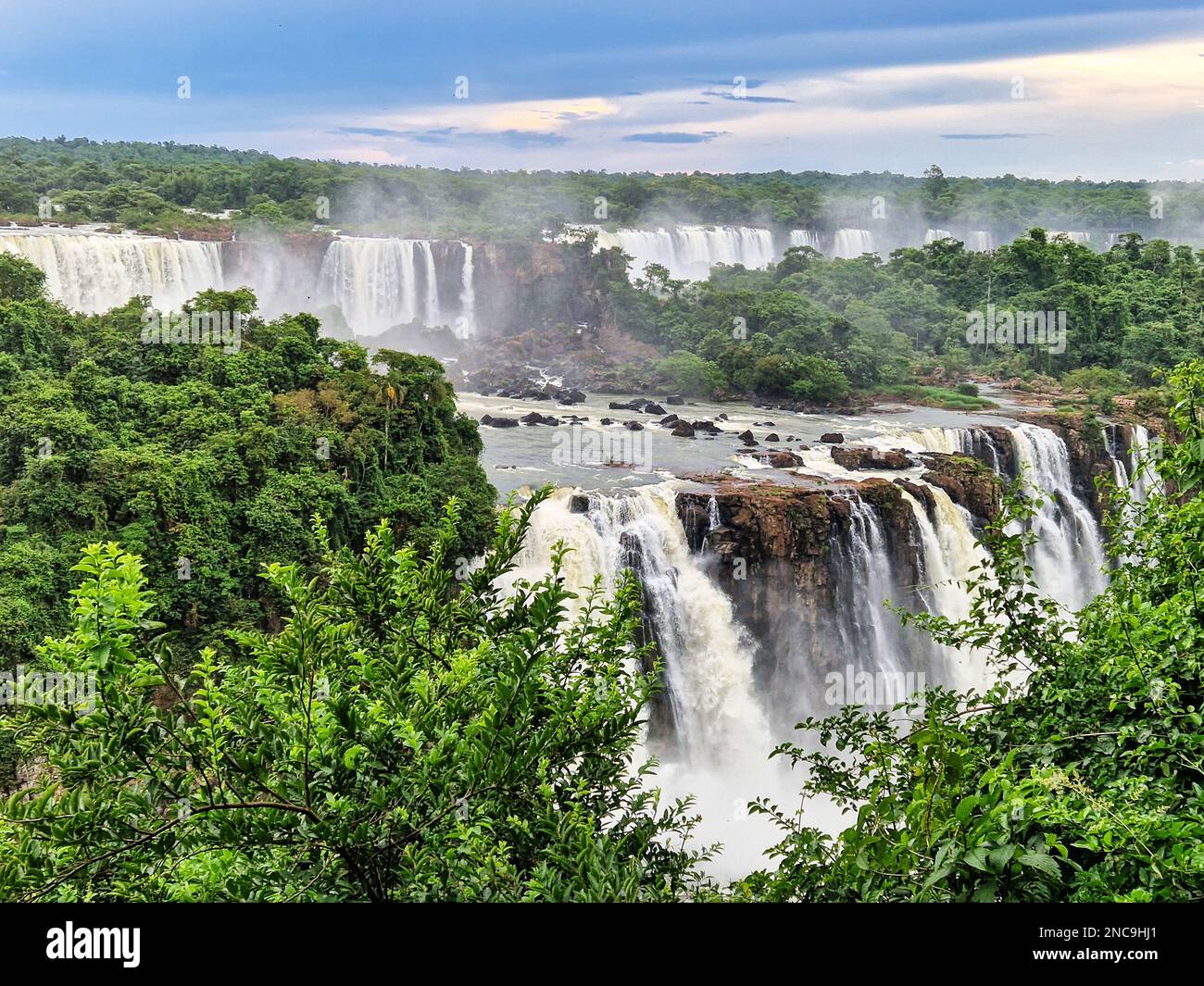 Iguazu Falls, the largest series of waterfalls of the world, located at ...