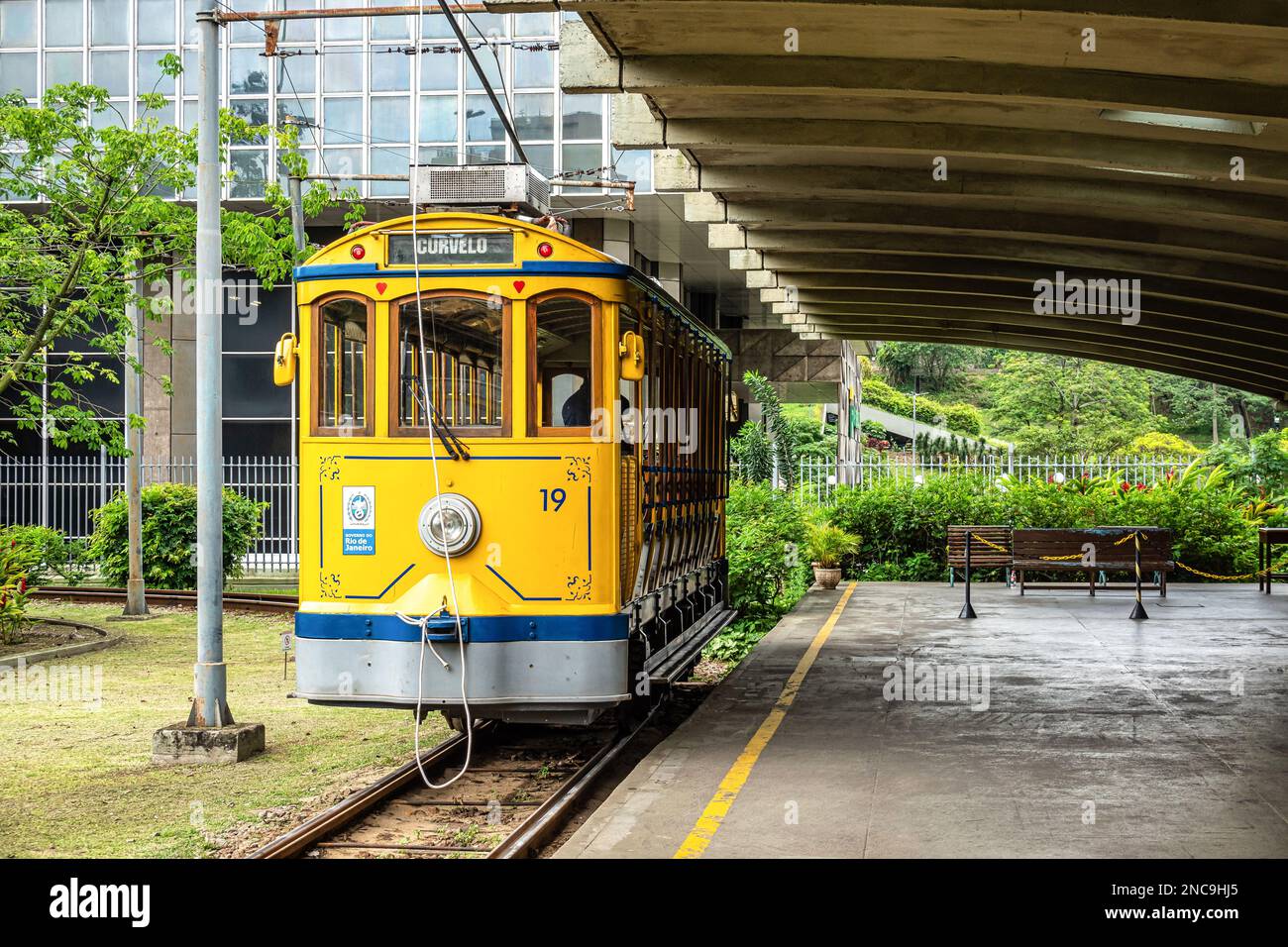 The famous old tram Bonde de Santa Teresa in Rio de Janeiro, Brazil ...