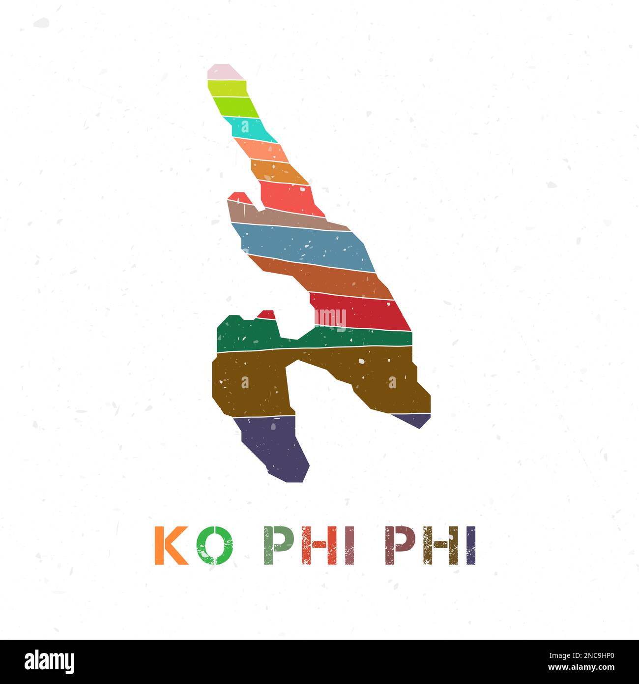 Ko Phi Phi map design. Shape of the island with beautiful geometric ...