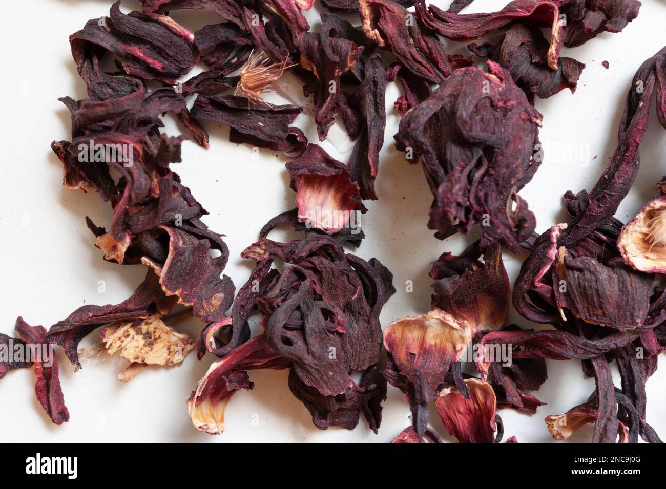 Dried hibiscus flowers, used commonly in tea Stock Photo - Alamy