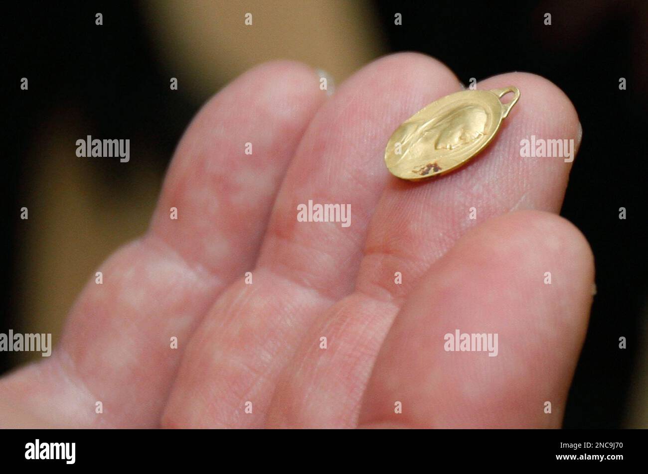 The birth medallion of Cecile Blumental born Schrouben is displayed in ...
