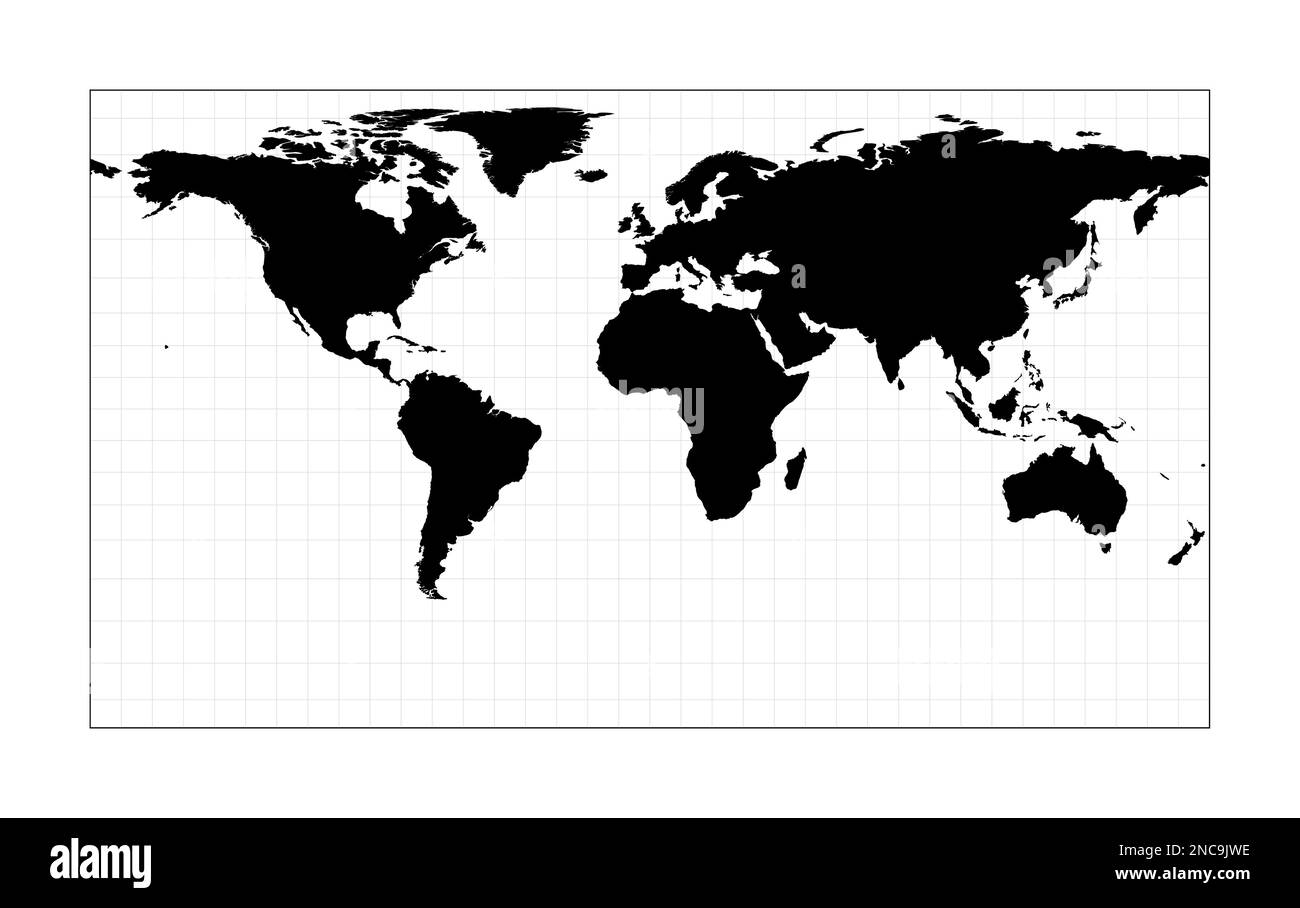 World contour. Patterson cylindrical projection. Plain world ...