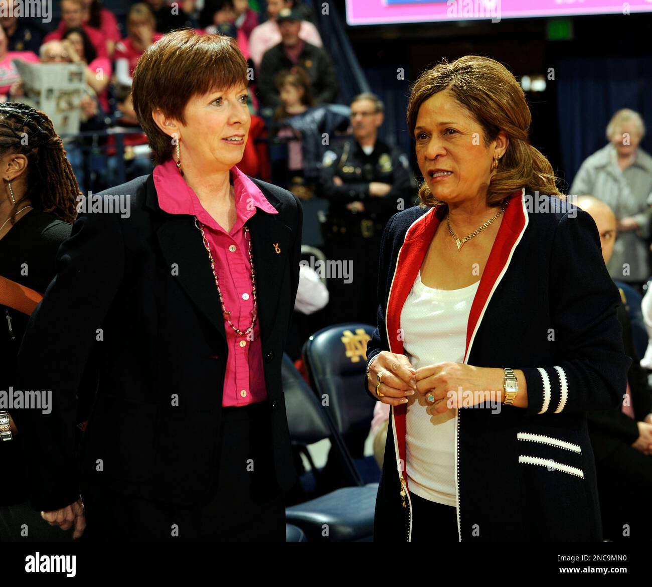 Notre Dame coach Muffet McGraw, left, and Rutgers coach C. Vivian ...