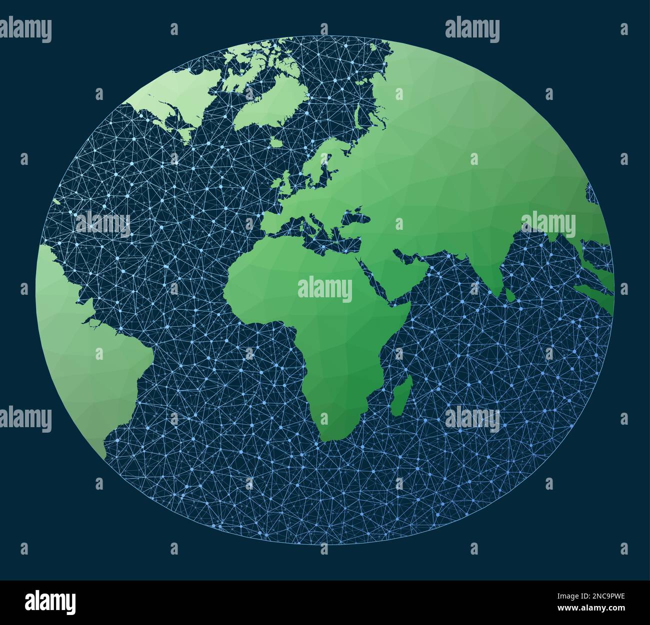 Communications Map Of The World Modified Stereographic Miller Projection Green Low Poly World