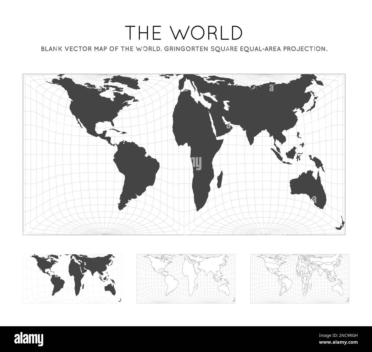 Map of the World. Gringorten square equal-area projection. Globe with ...