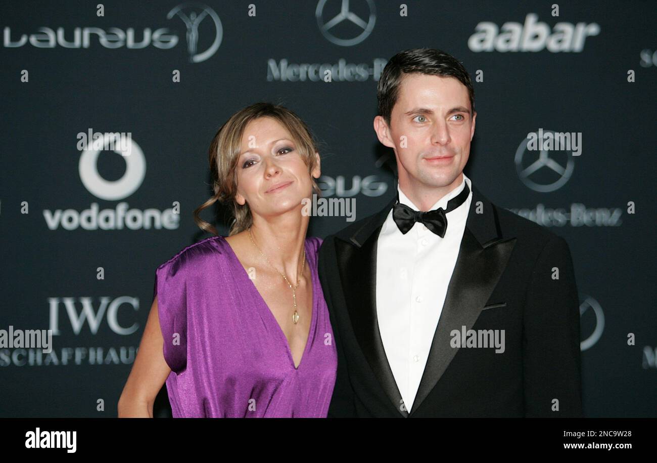 British actor Matthew Goode right and his partner arrive for the ...