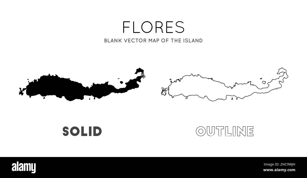 Flores map. Blank vector map of the Island. Borders of Flores for your ...