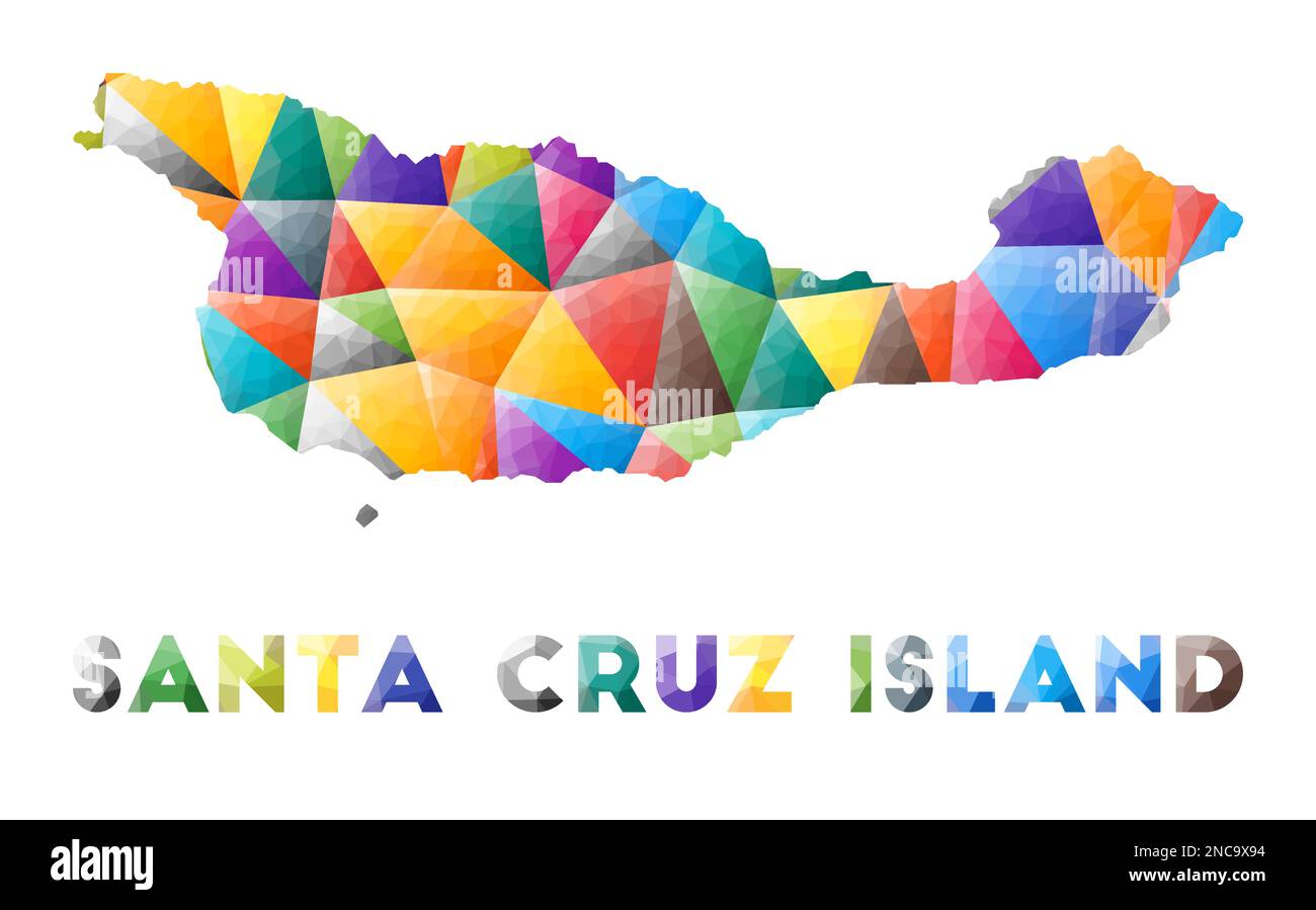 Santa Cruz Island - colorful low poly island shape. Multicolor ...