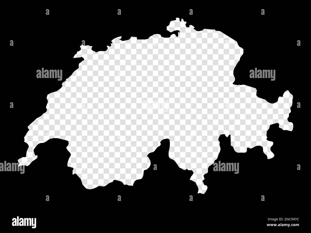 Stencil map of Switzerland. Simple and minimal transparent map of ...