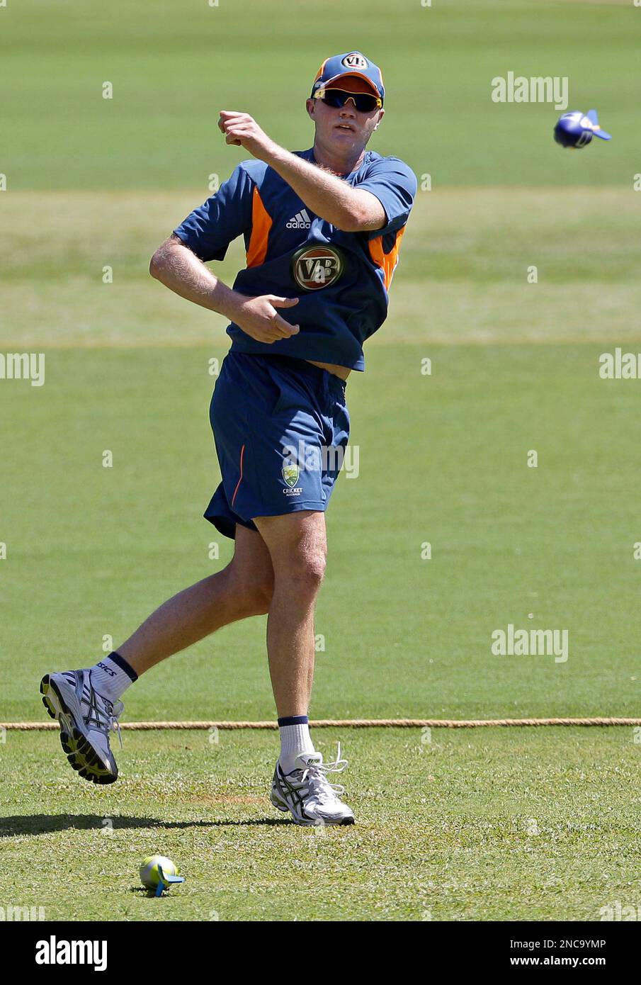 Australian cricketer Doug Bollinger attends a training session ahead of ...