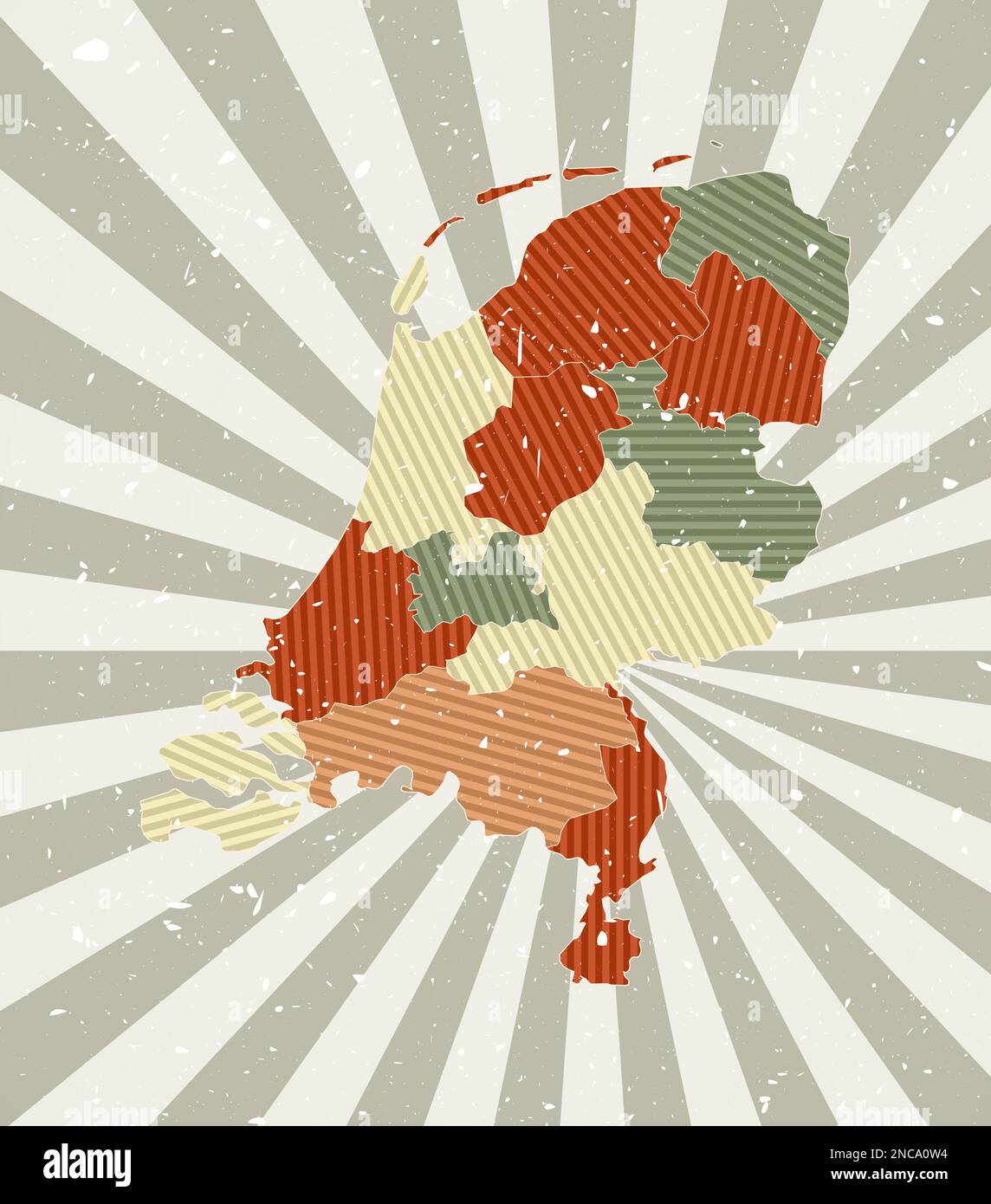 Netherlands vintage map. Grunge poster with map of the country in retro ...