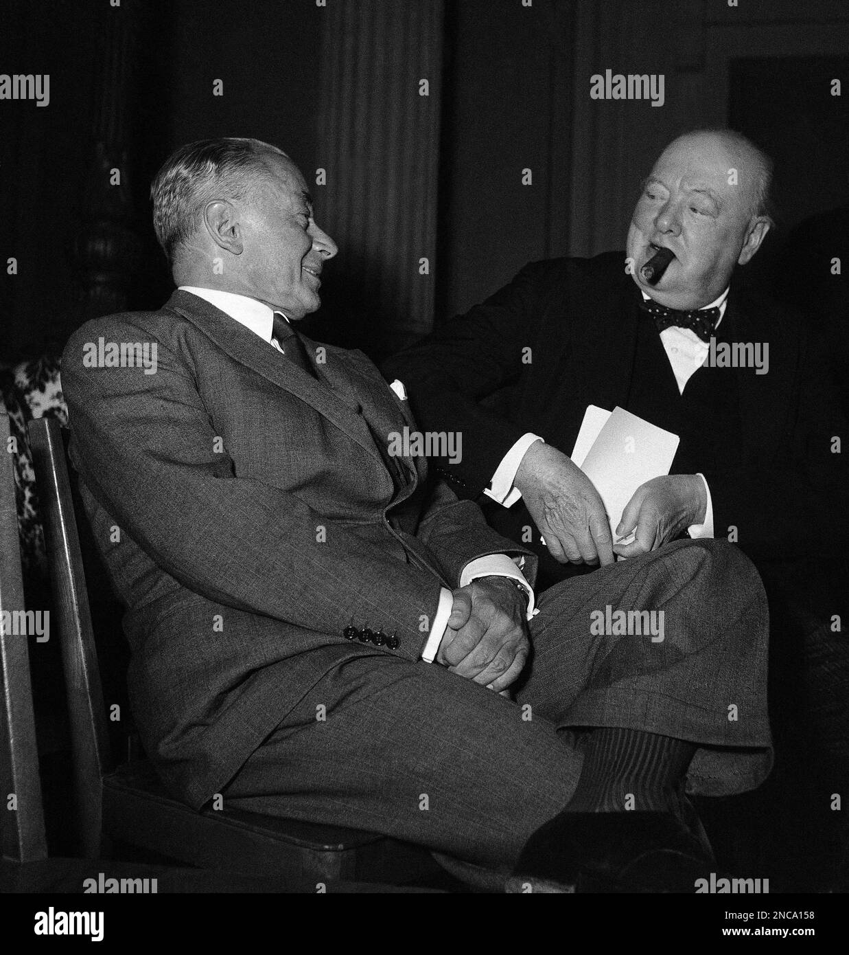 Former British Prime Minister Winston Churchill and former French ...