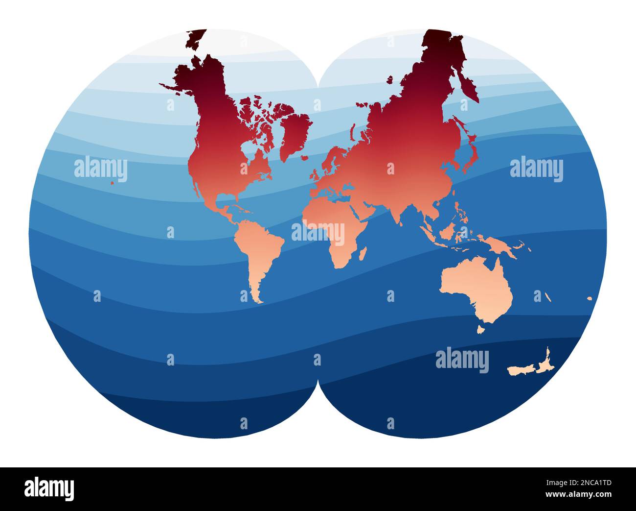 World Map Vector. August's epicycloidal conformal projection. World in ...