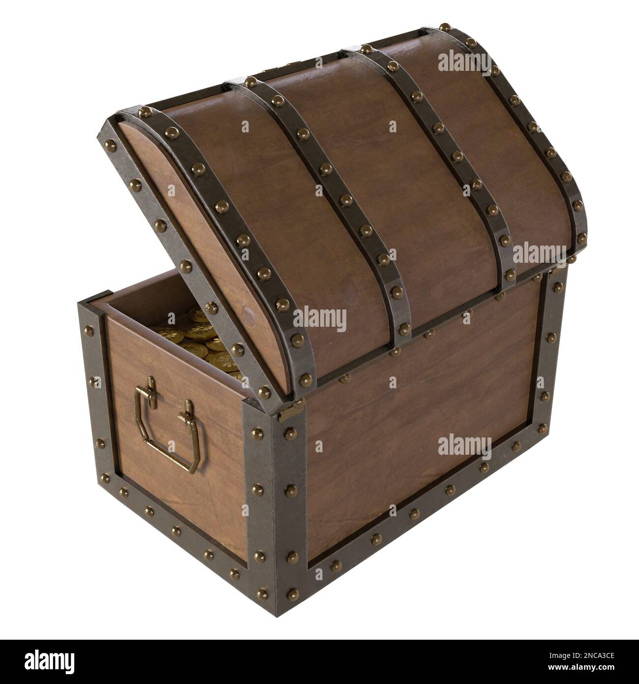 3D illustration pirate chest with treasure isolated on white background ...