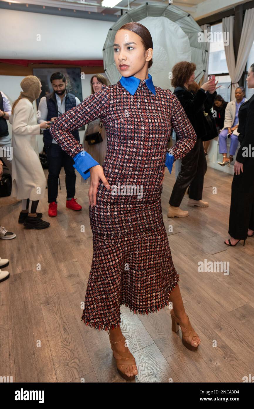 Models at the Pink Maison Emerging Brands Amarachi Designs Presentation at 115 W 29th Street in ...