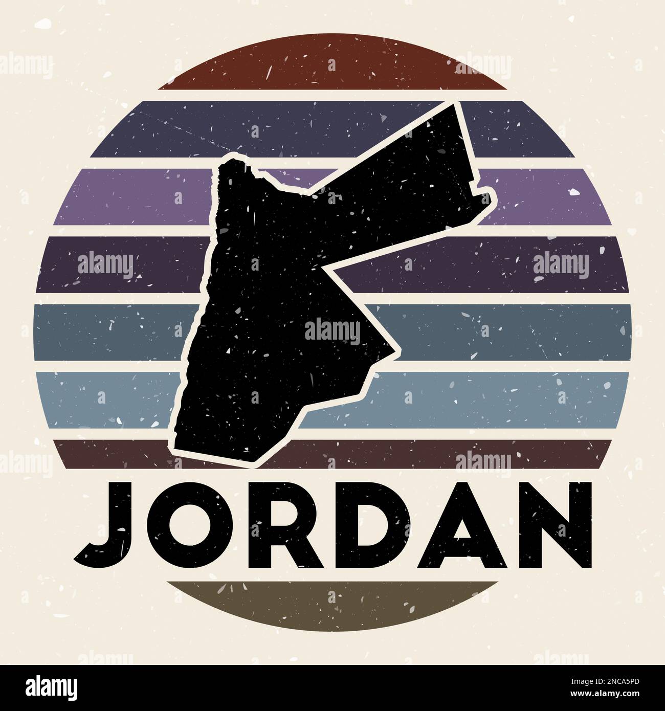 Jordan logo. Sign with the map of the country and colored stripes ...