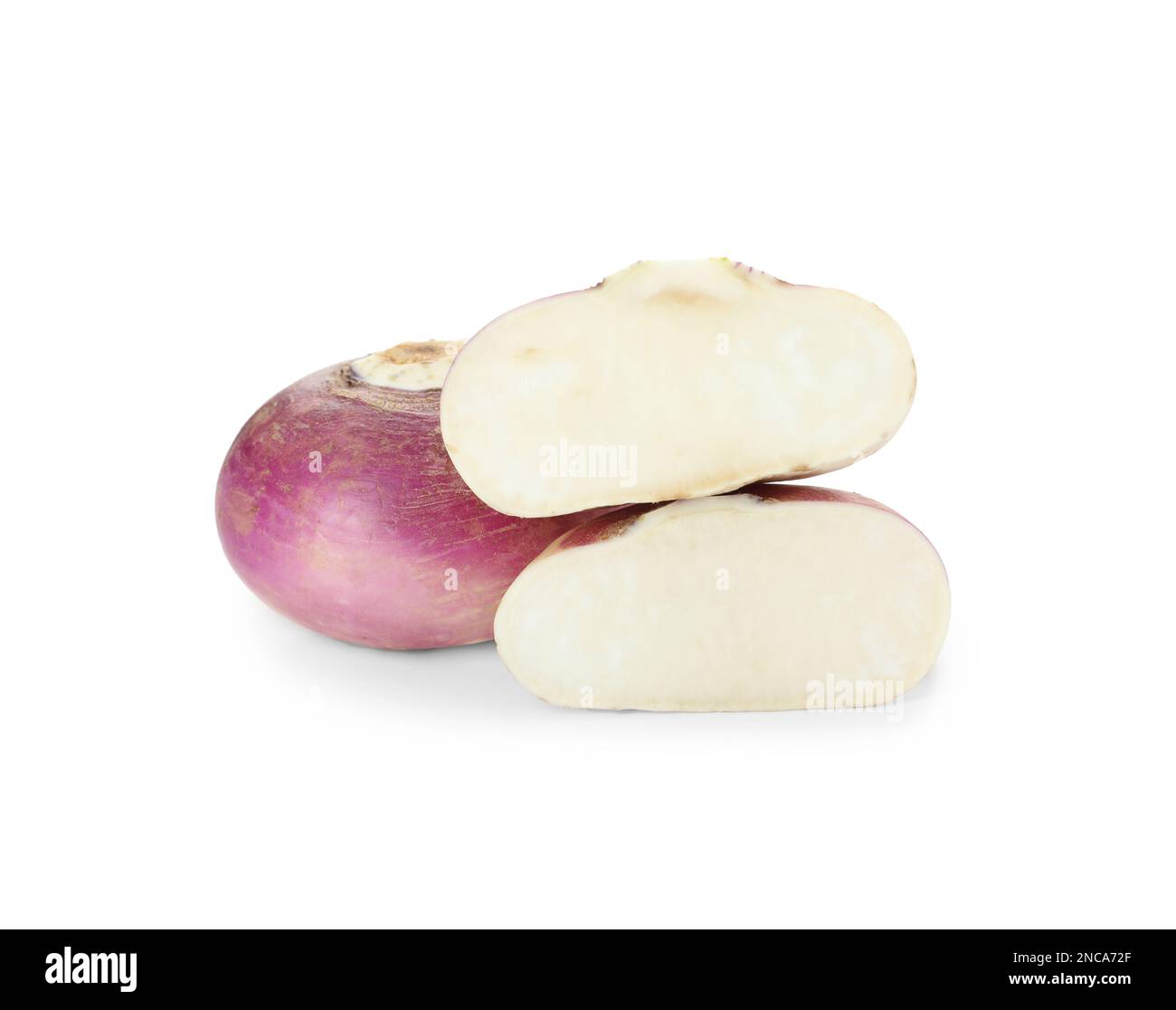 Cut and whole fresh ripe turnips on white background Stock Photo - Alamy