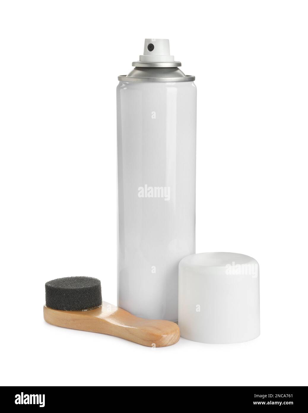 Polish sponge and shoe care product on white background Stock Photo - Alamy