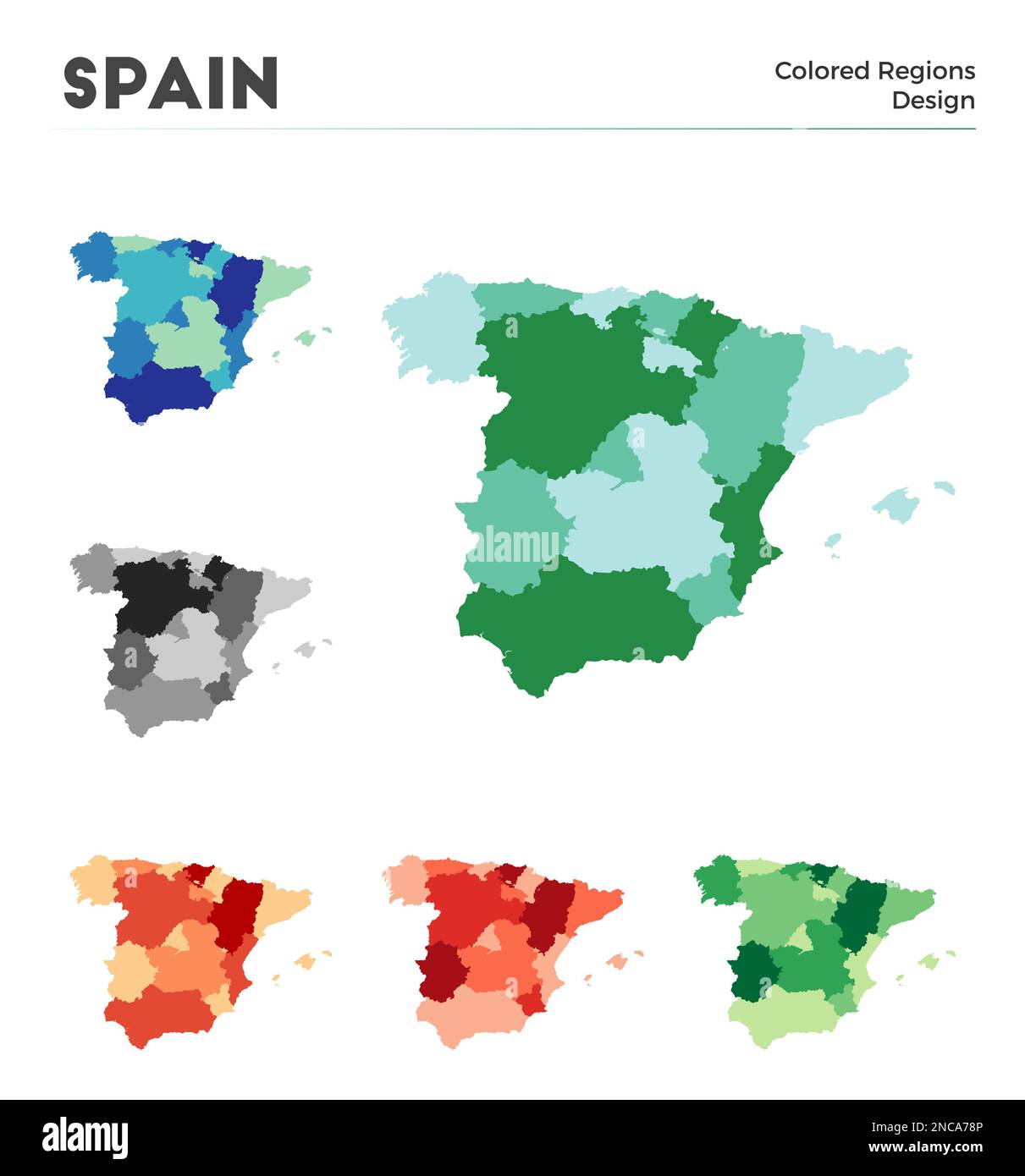 Spain map collection. Borders of Spain for your infographic. Colored country regions. Vector ...