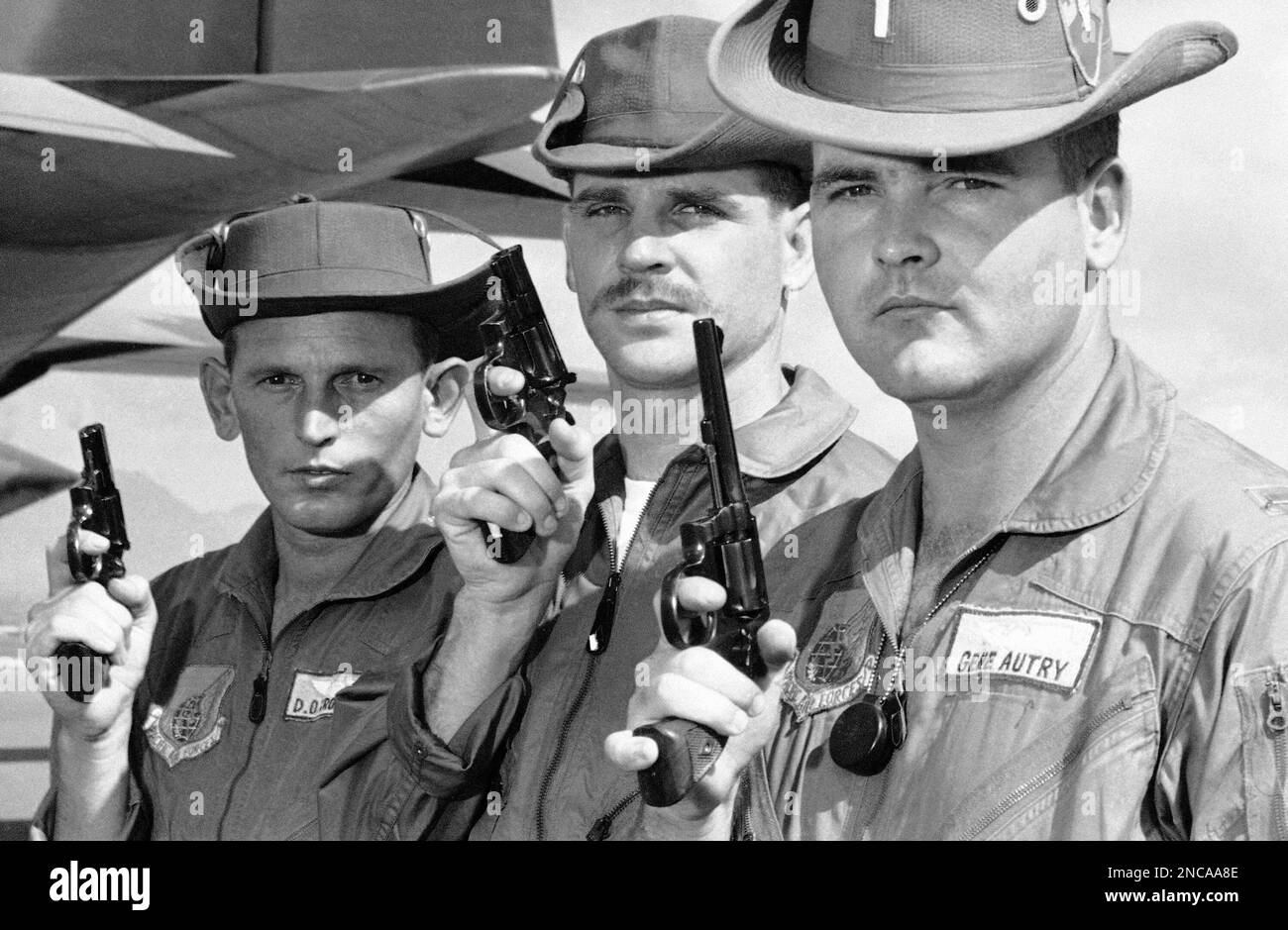 Trio of U.S. servicemen bearing famous names pose on airstrip at Nha ...