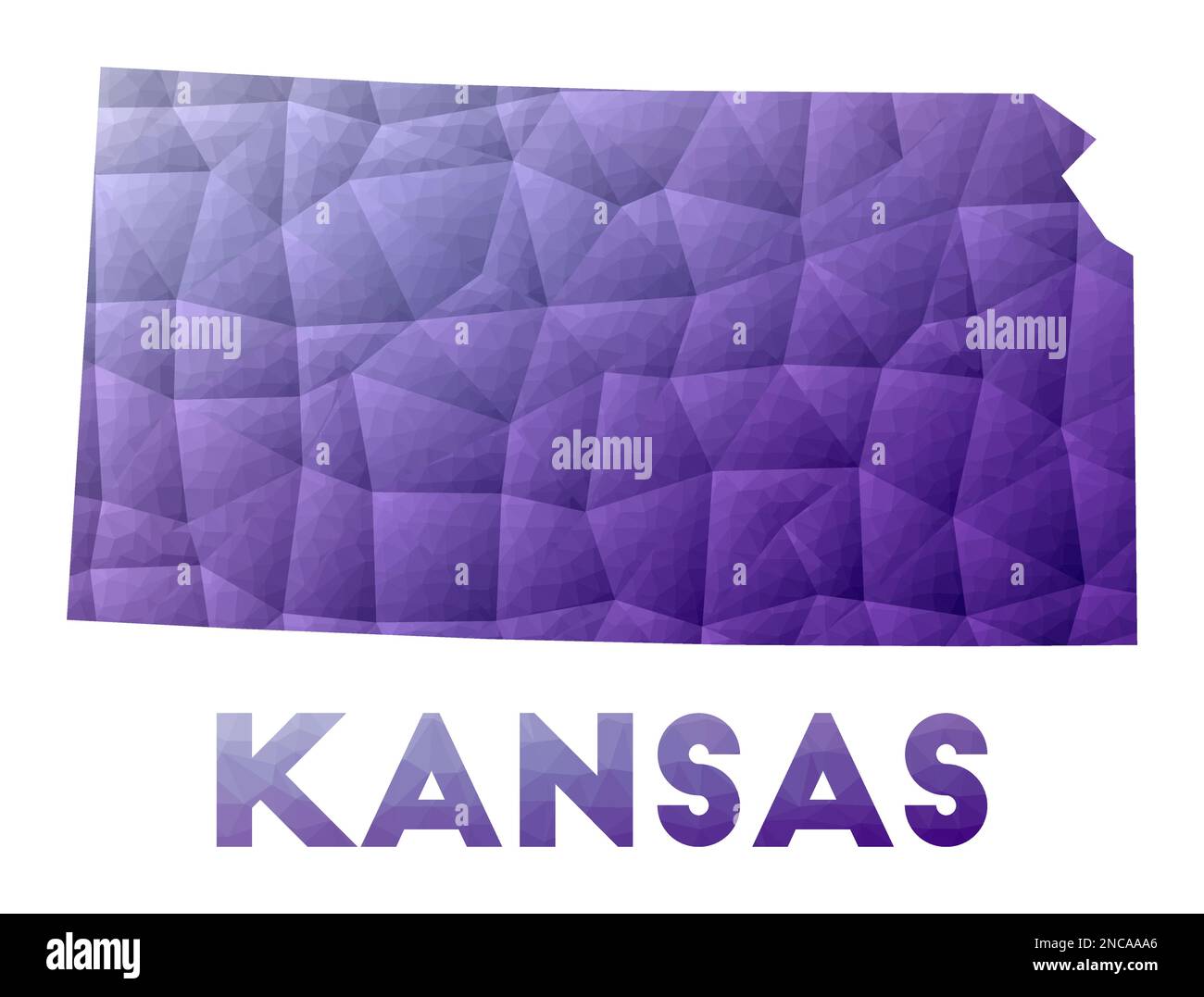 Map of Kansas. Low poly illustration of the US state. Purple geometric ...