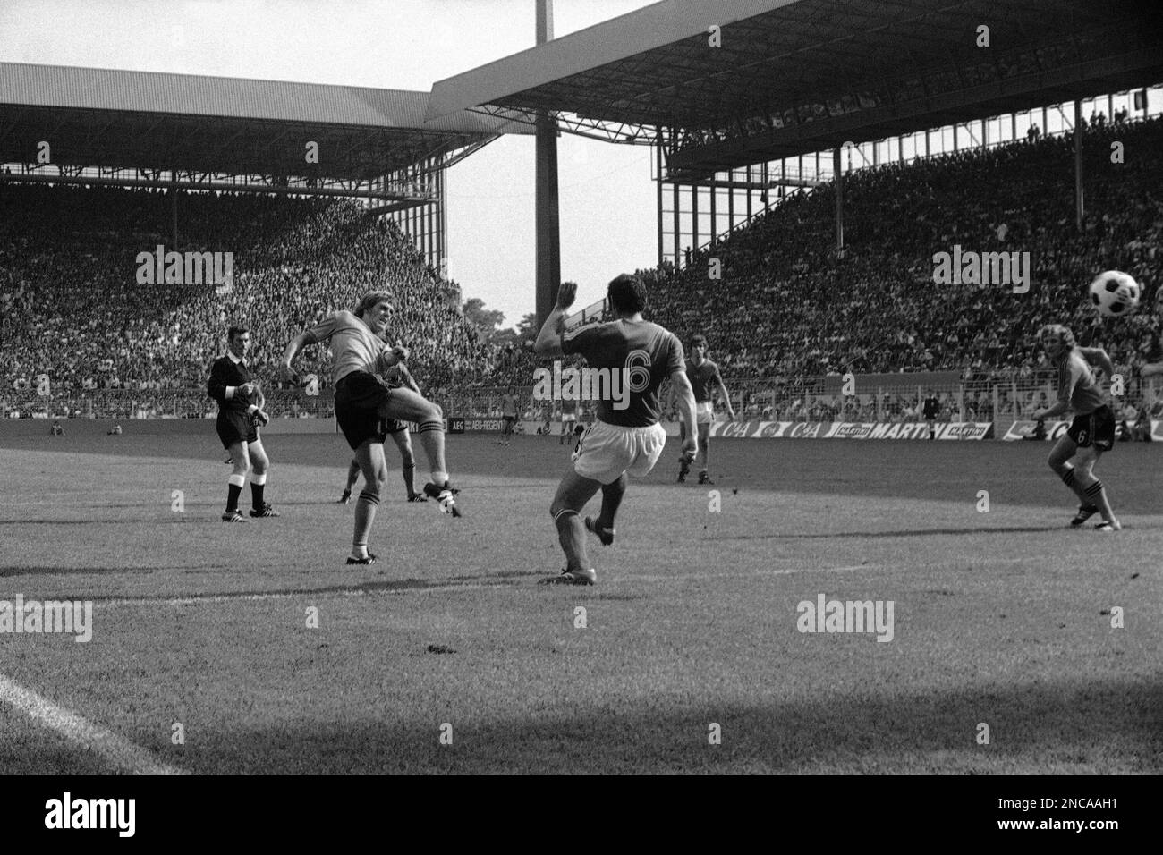 Dutch forward Johnny Rep, left, scores his team’s third goal in their ...
