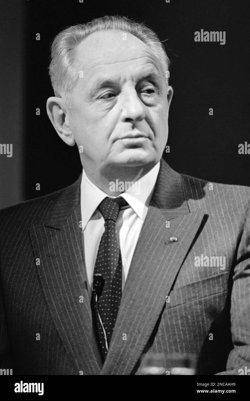 General Marcel Bigeard, known as Bruno, participating in a discussion ...