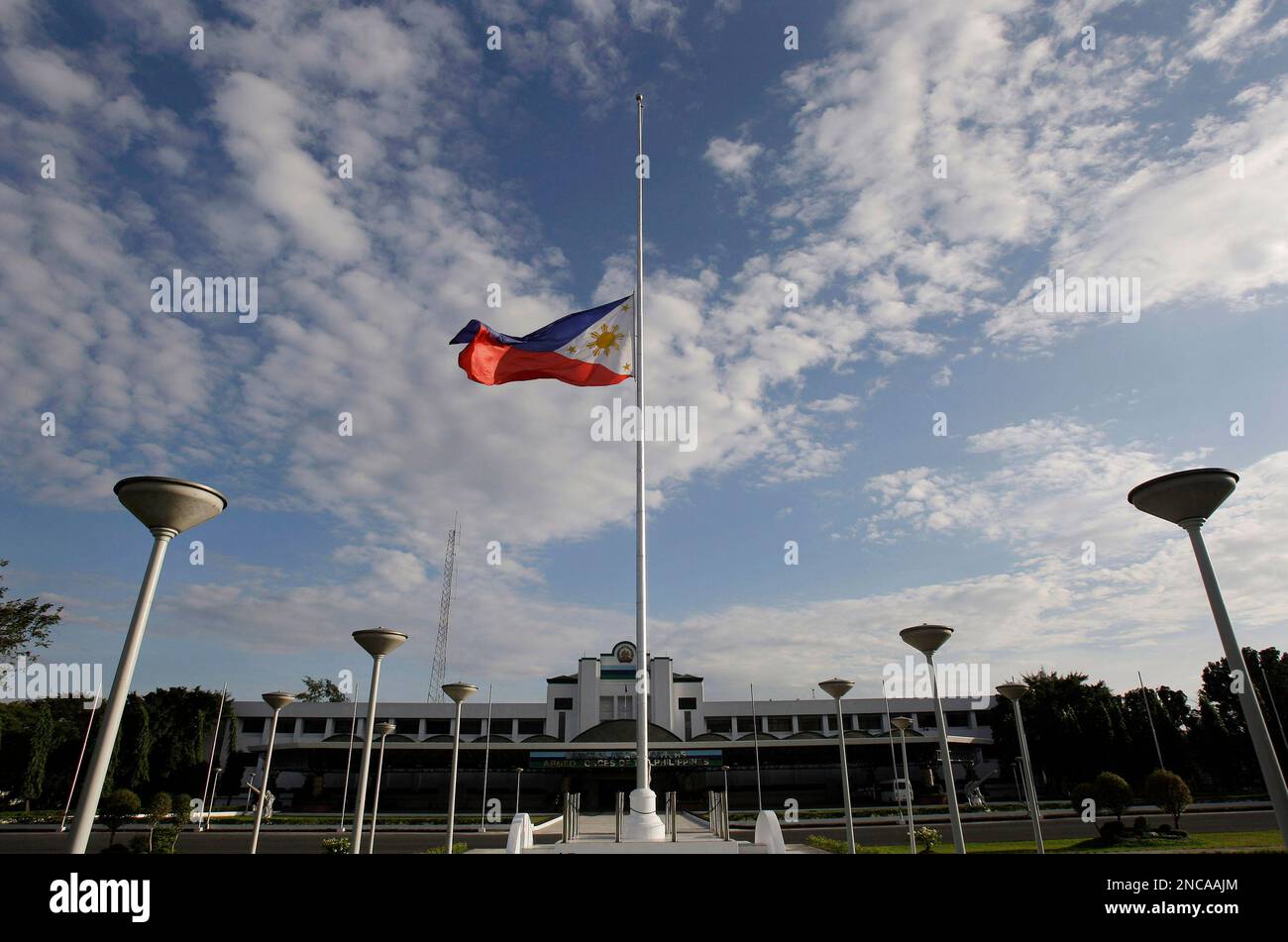 The Philippine national flag is displayed at half mast following the ...