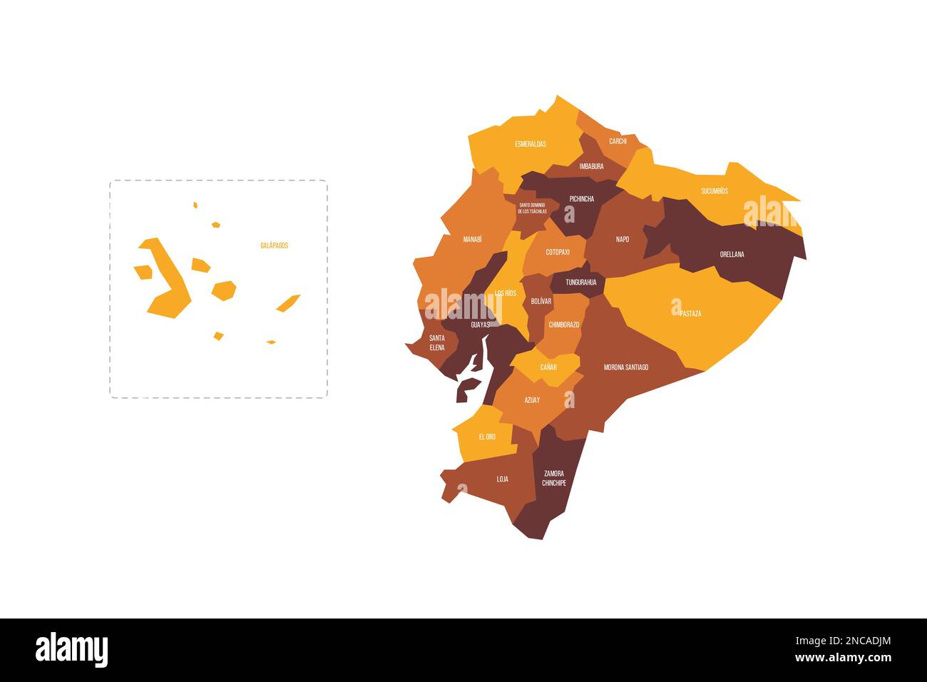Ecuador political map of administrative divisions - provinces. Flat ...