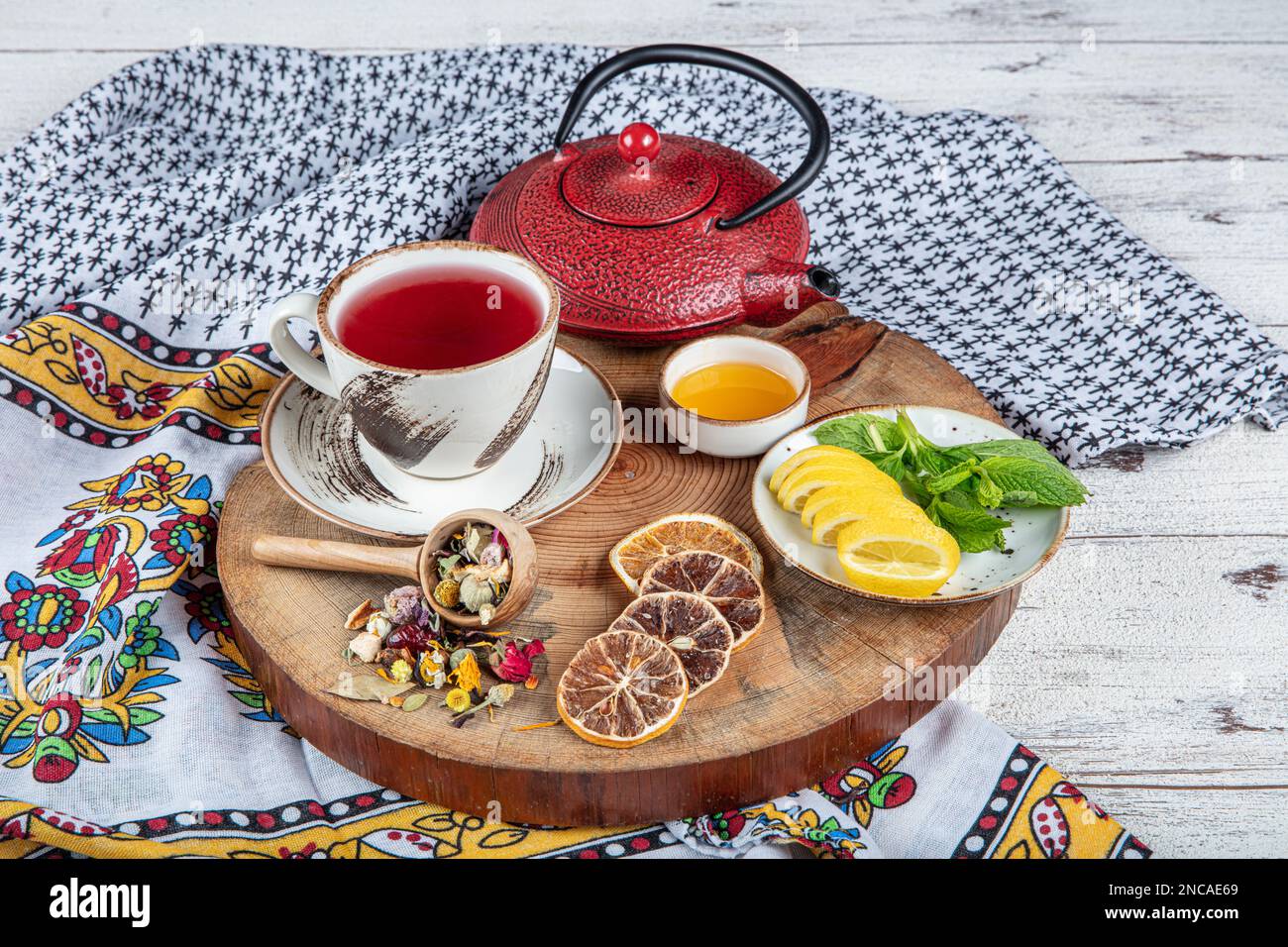 Cast teapot in winter tea hi-res stock photography and images - Alamy