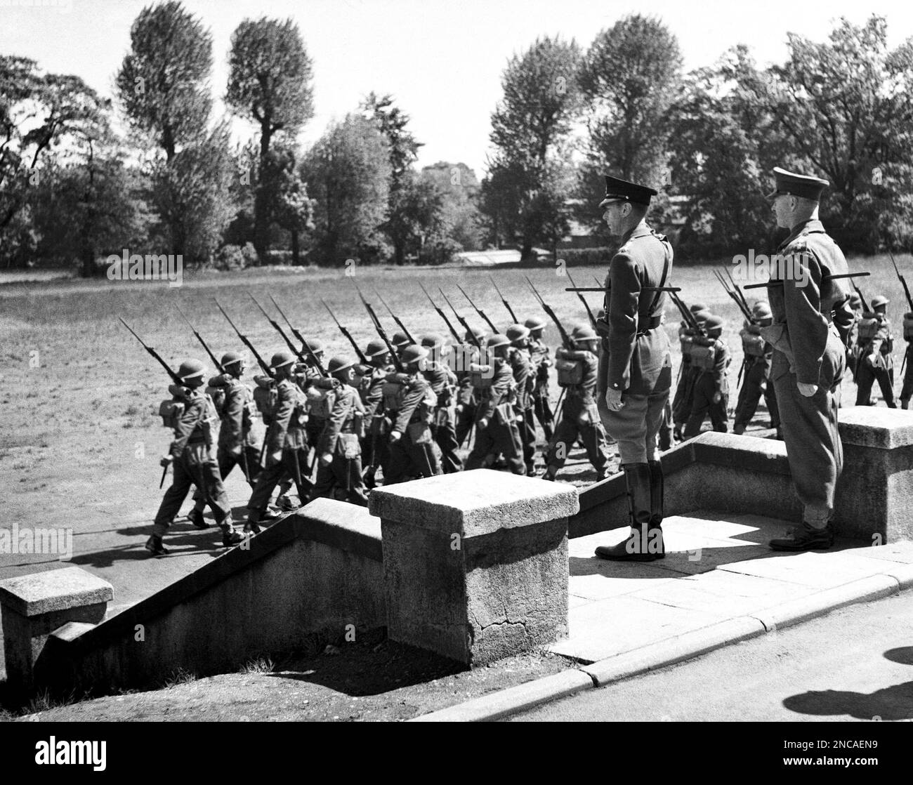 Britain's King George VI inspected a battalion of the Grenadier Guards ...