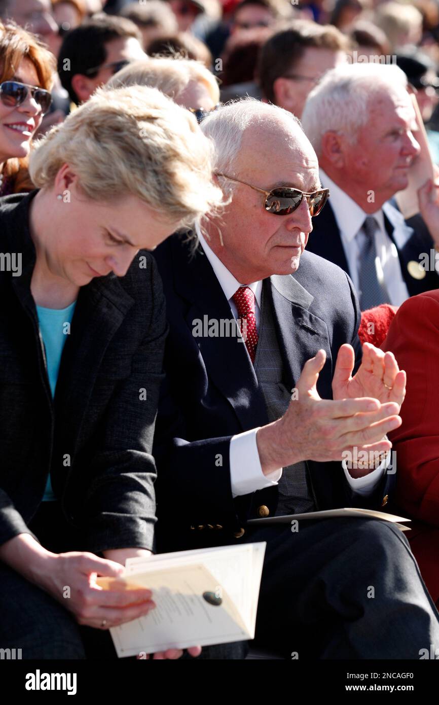 Former US vice president Dick Cheney,right, and his daughter Mary Cheney attend the centennial ...
