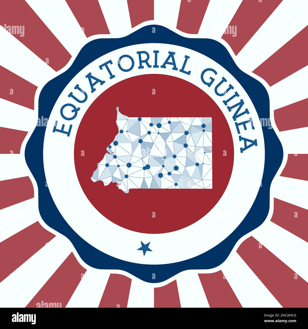 Equatorial Guinea Badge. Round logo of country with triangular mesh map ...