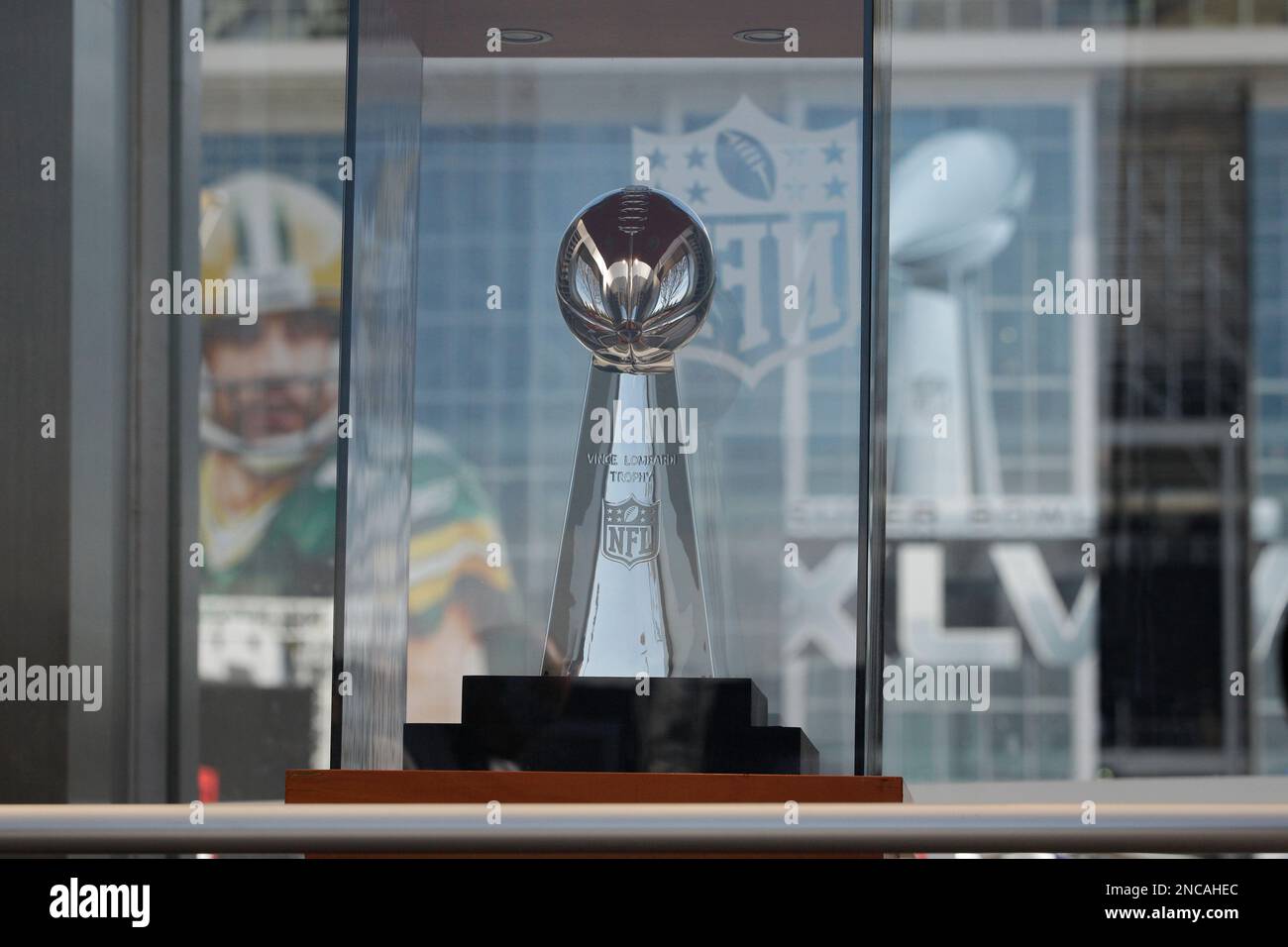 The Vince Lombardi Trophy sits outside Cowboys Stadium before the NFL ... The Vince Lombardi Trophy sits outside Cowboys Stadium before the NFL ...