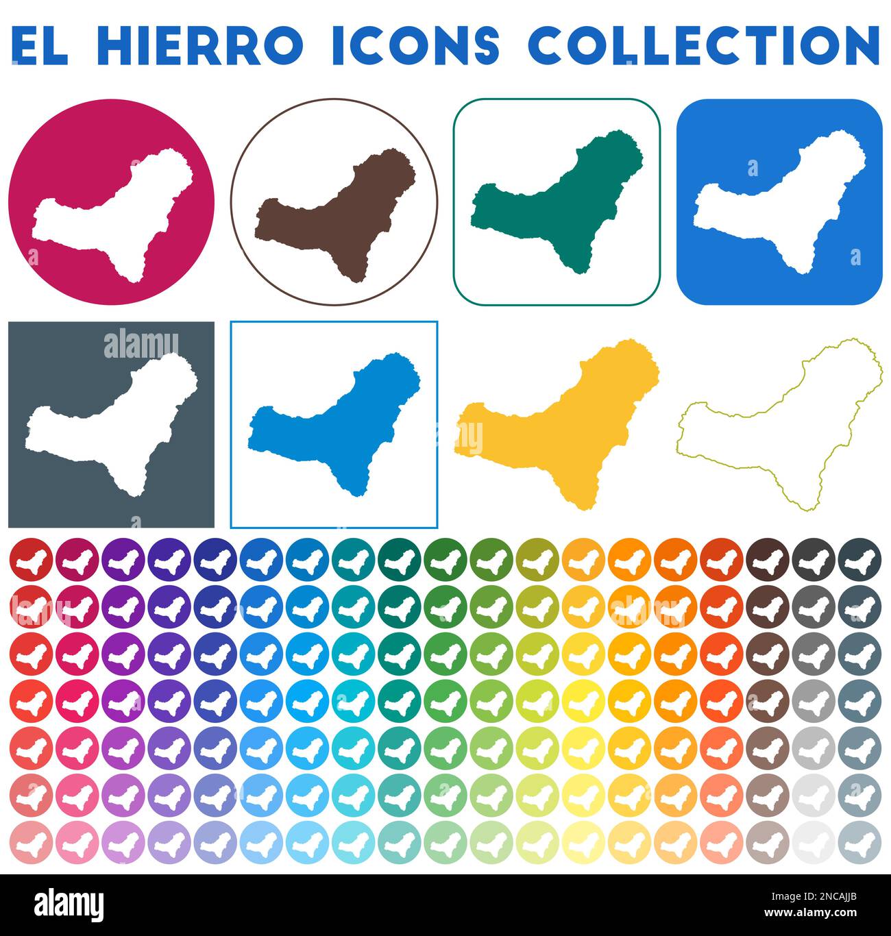 El Hierro Icons Collection Bright Colourful Trendy Map Icons Modern