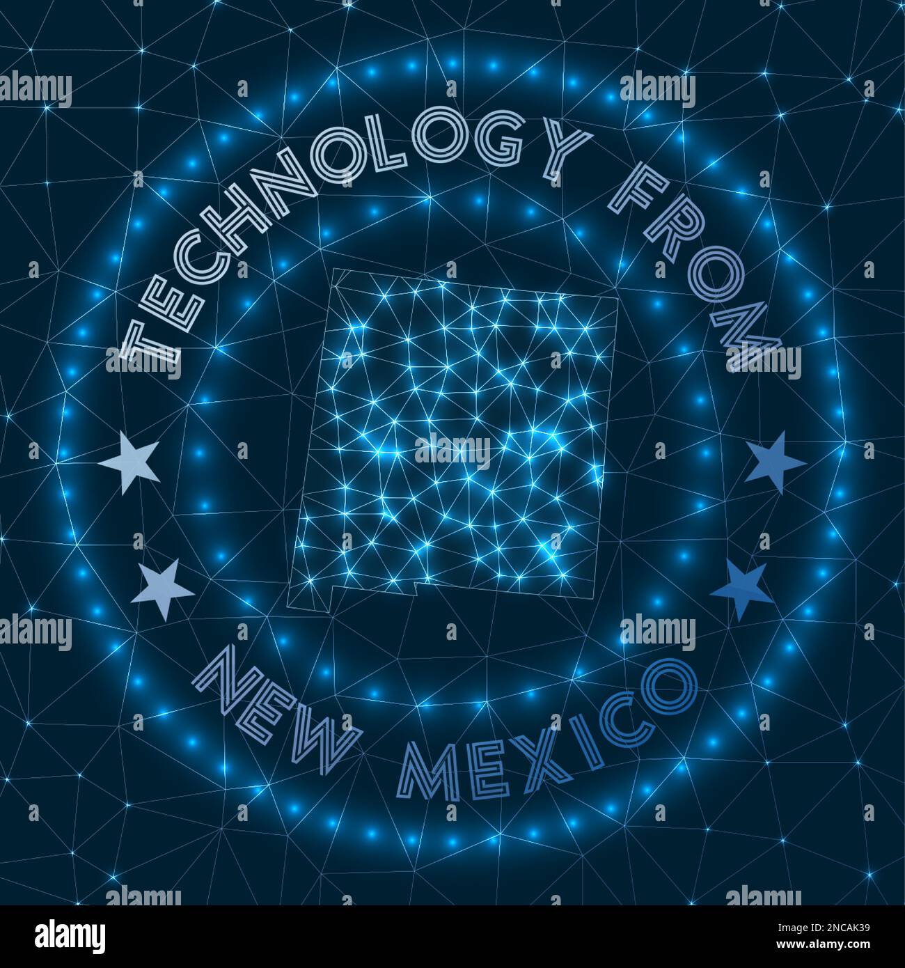 Technology From New Mexico. Futuristic geometric badge of the US state ...