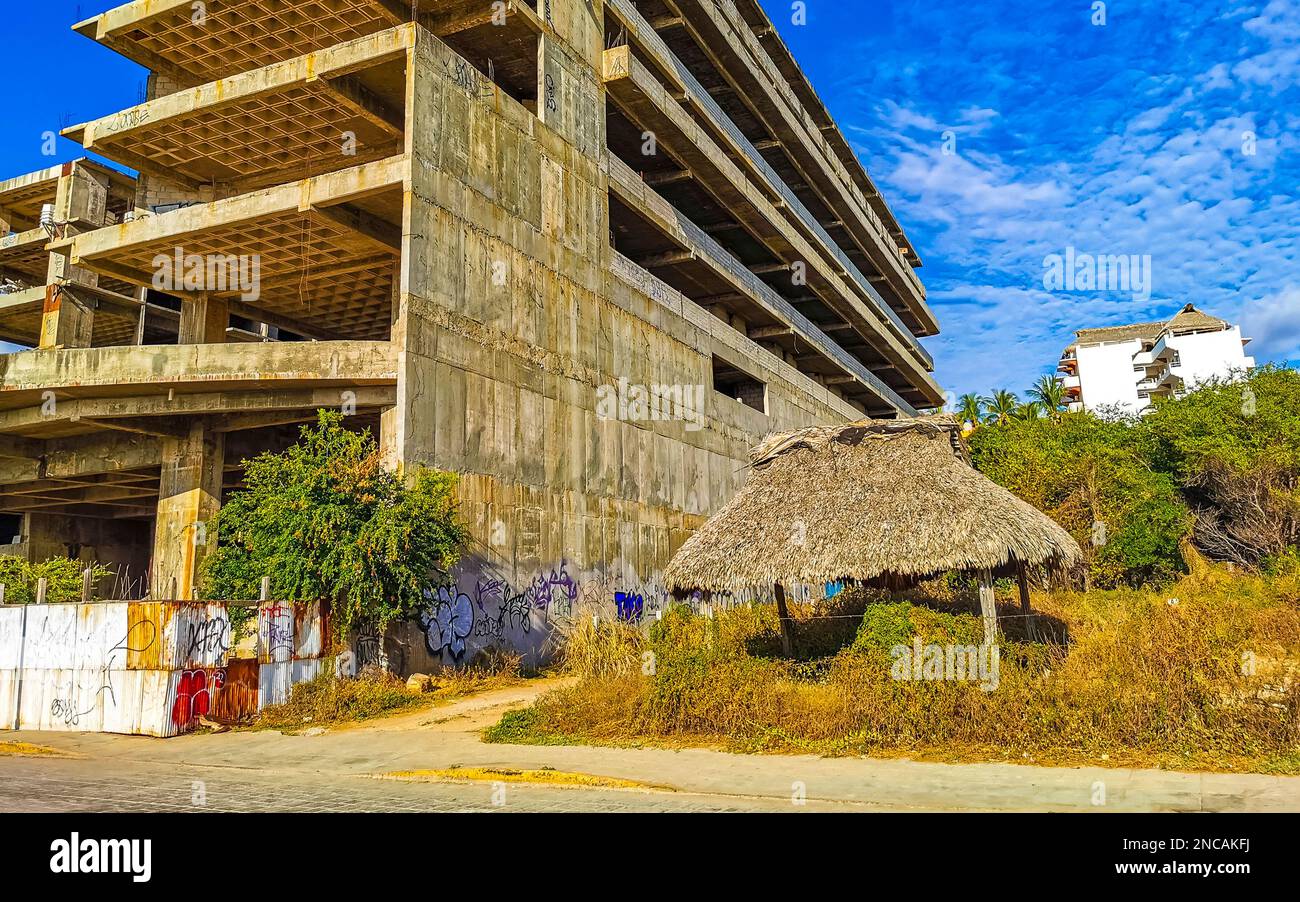 Huge gigantic construction stop building ruin building site in Zicatela ...