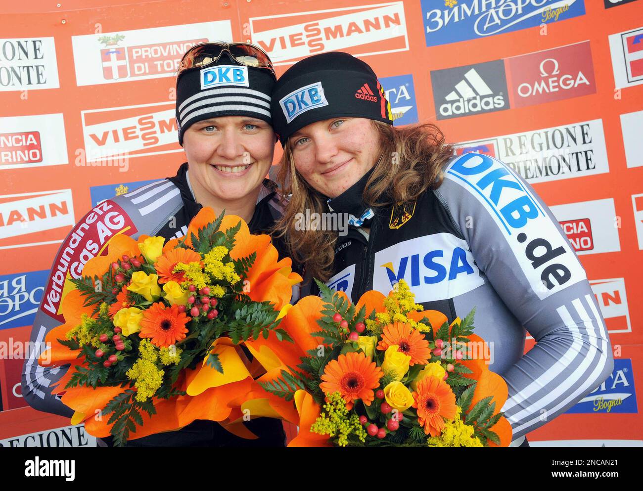 Germany's Sandra Kiriasis, left, and Stephanie Schneider pose on the ...