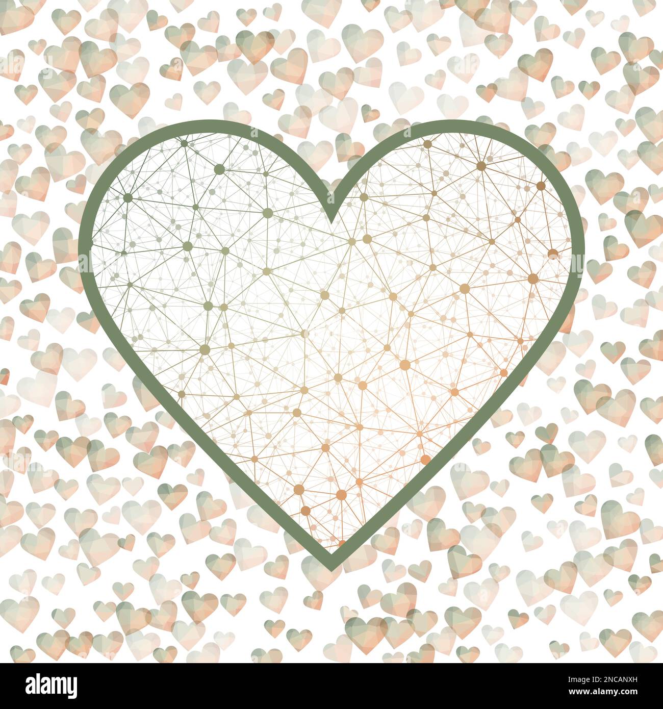 Low Poly Heart. Geometric heart mesh in autumn color shades, autumn ...