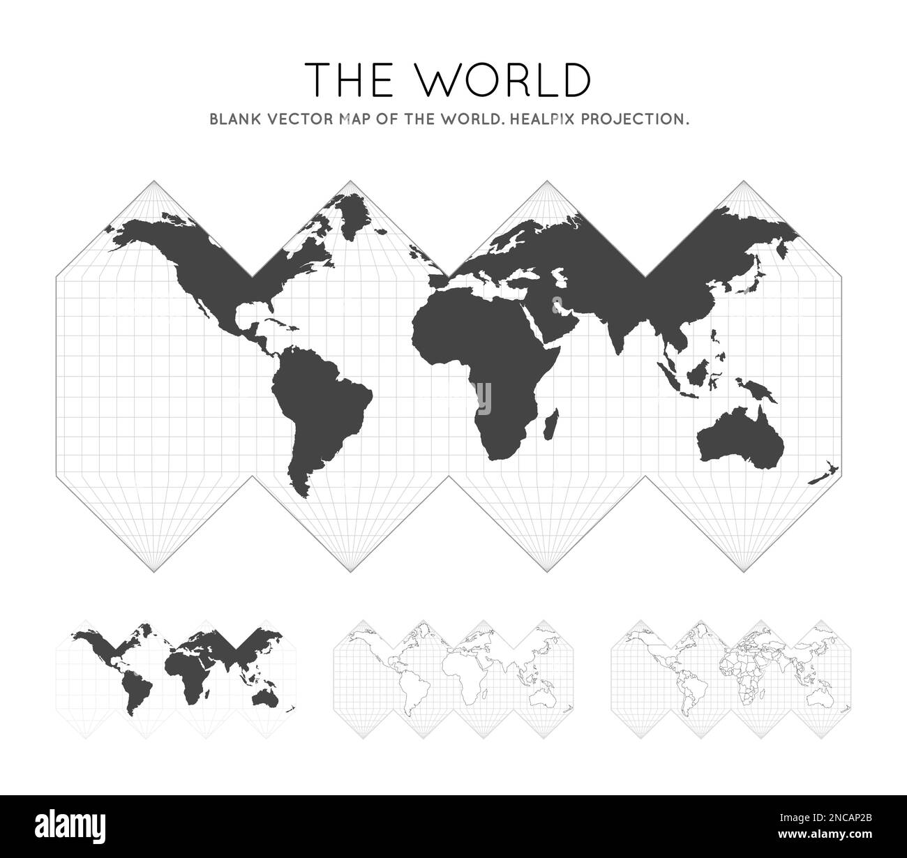 Map of the World. HEALPix projection. Globe with latitude and longitude ...