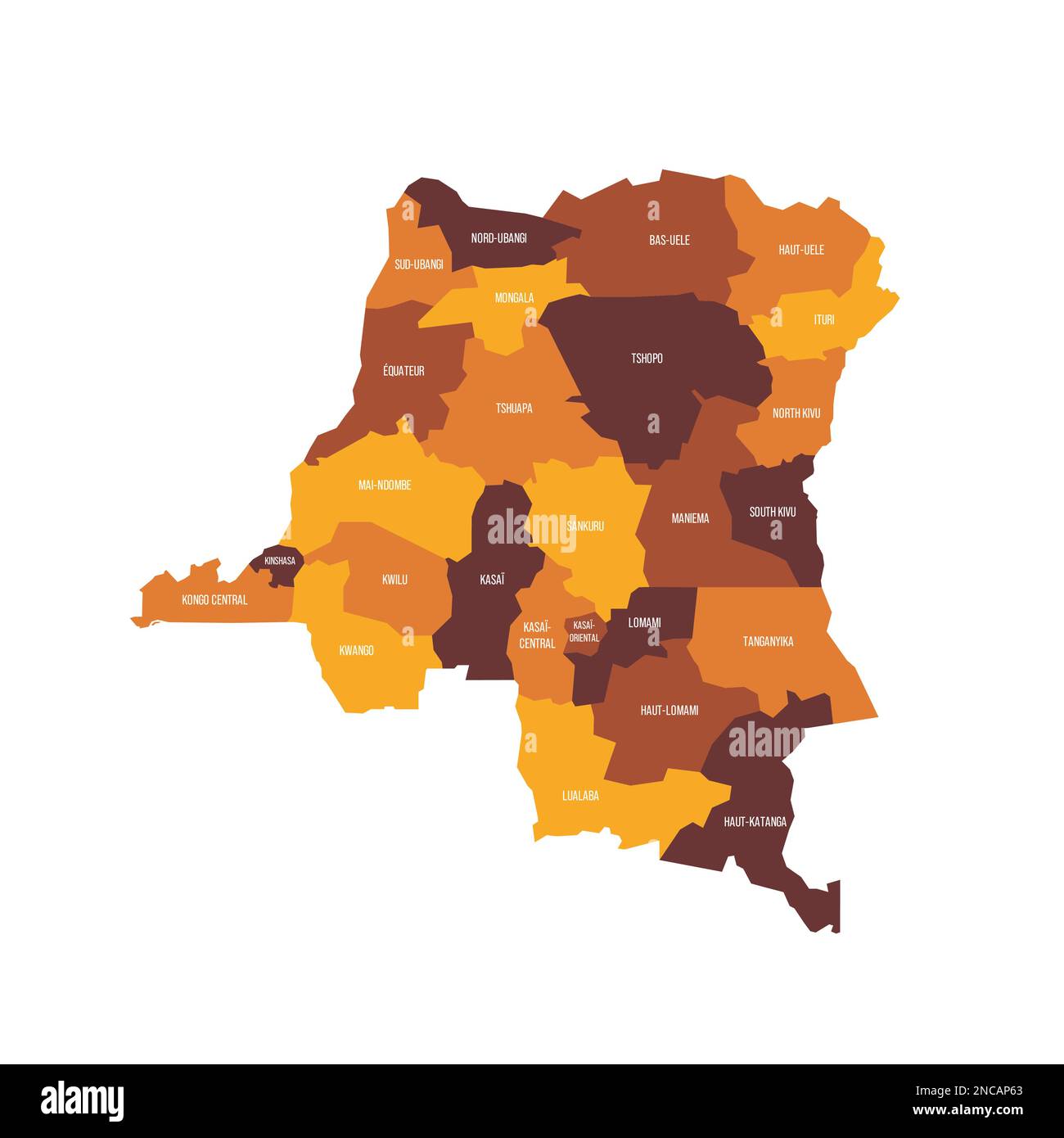Democratic Republic of the Congo political map of administrative ...