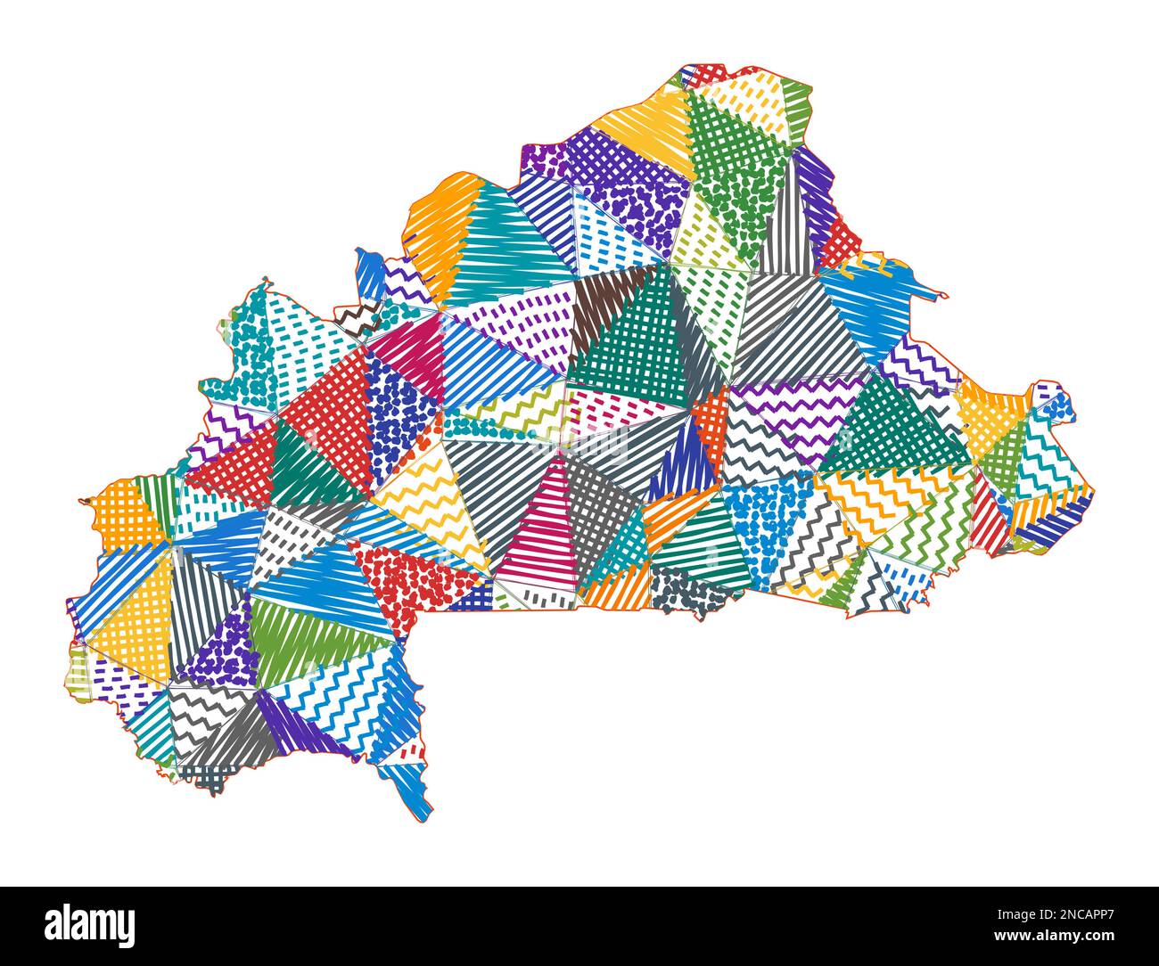 Kid style map of Burkina Faso. Hand drawn polygons in the shape of ...