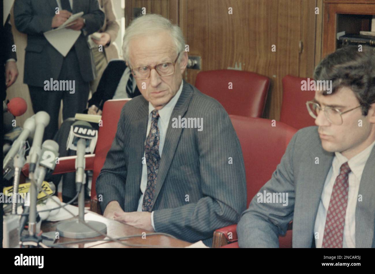 Sitting communication microphone the media authority hi-res stock ...