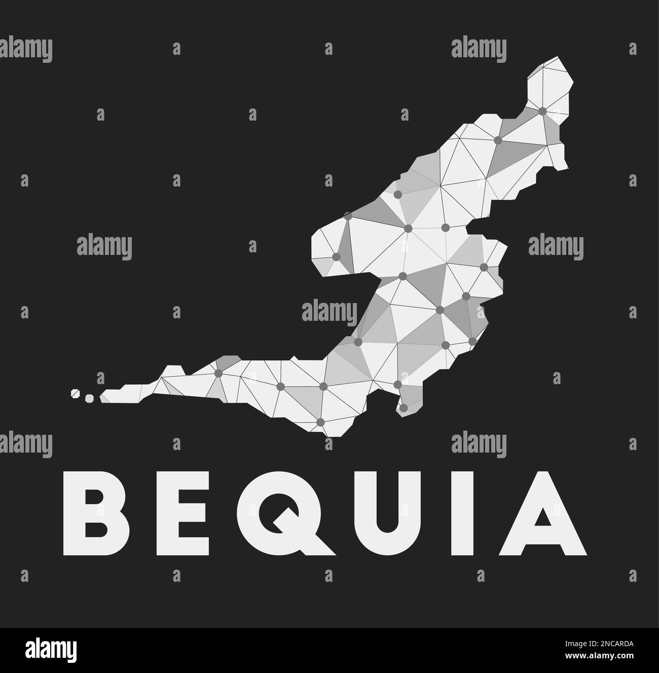 Bequia - communication network map of island. Bequia trendy geometric ...