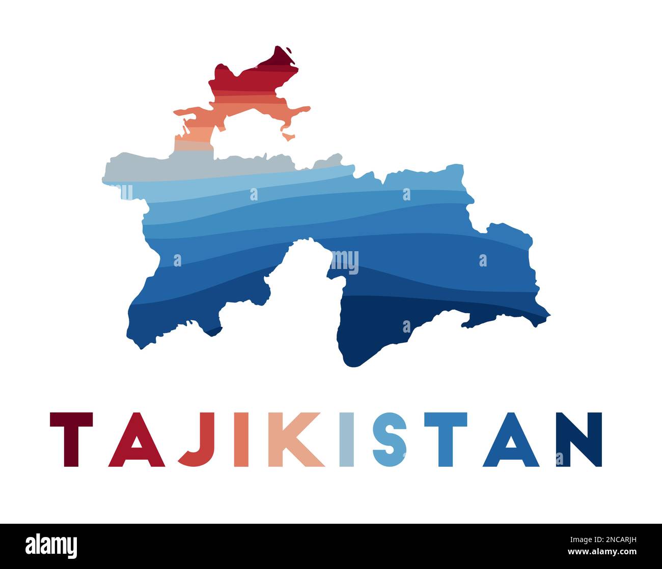 Tajikistan map. Map of the country with beautiful geometric waves in ...