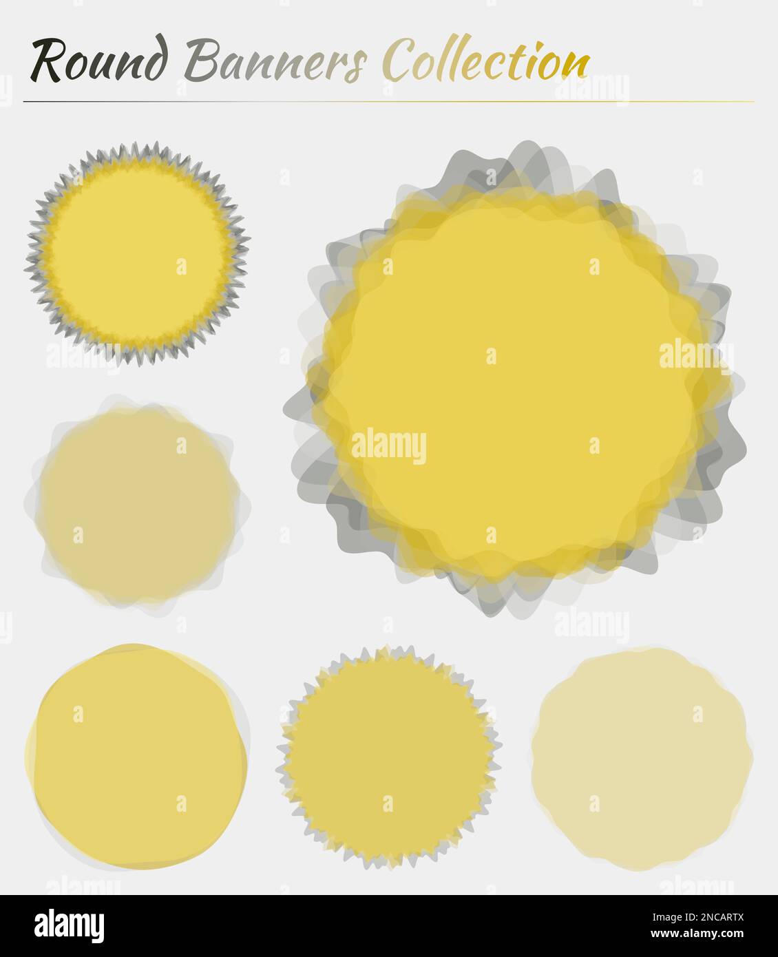 Collection of round shapes. Circular backgrounds in black and yellow ...