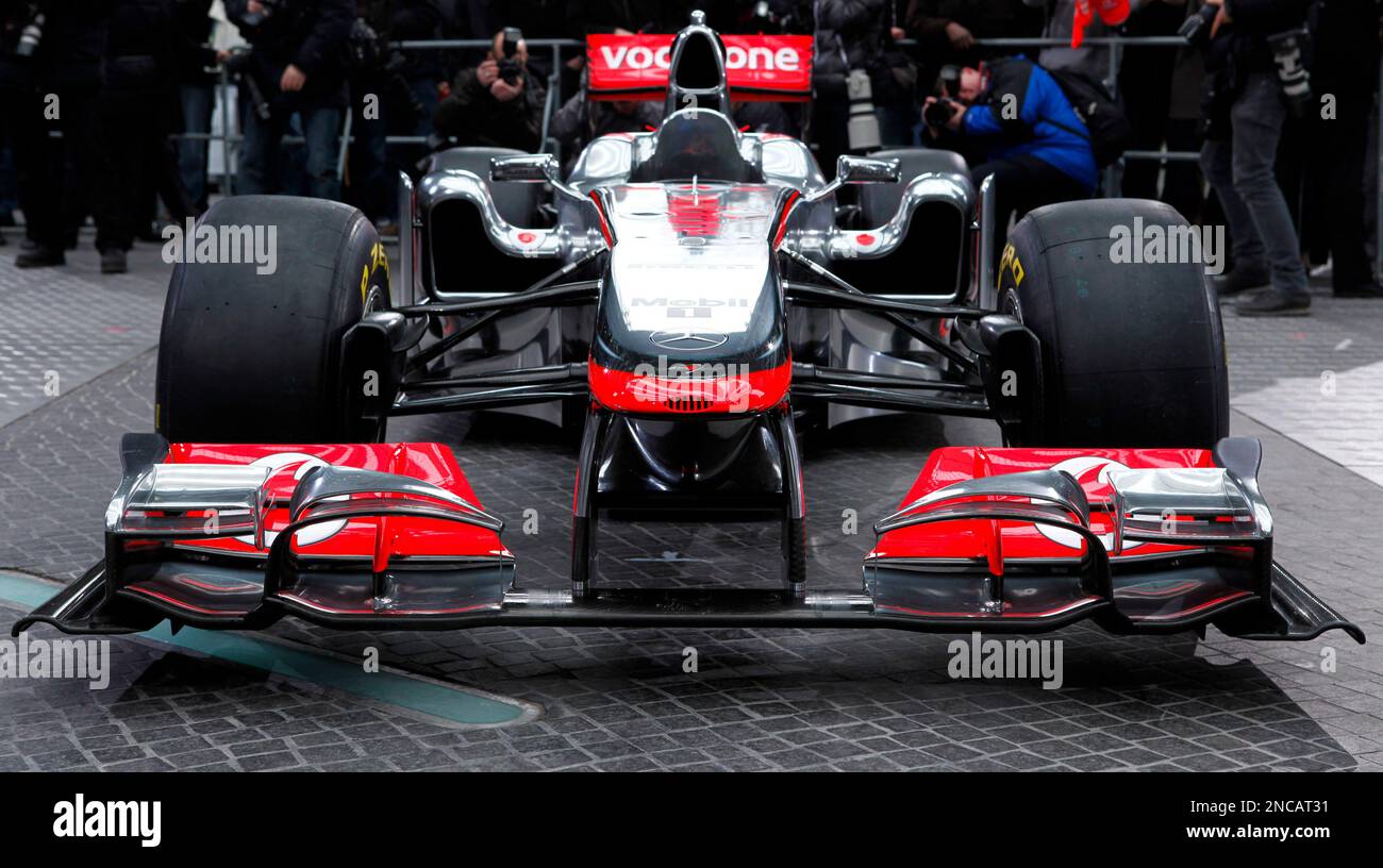 The new McLaren Mercedes MP4-26 racing car stands at the Potsdamer ...