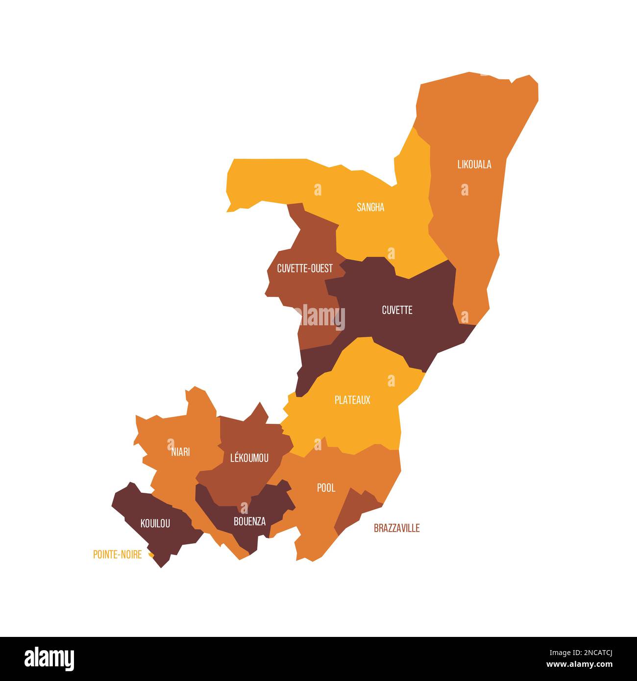 Republic of the Congo political map of administrative divisions ...